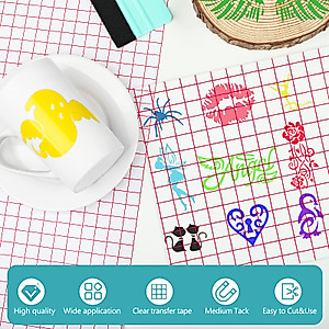 40FT Transfer Tape for Vinyl - Clear Vinyl Transfer Paper Tape Roll, 12” x 40 FT with 1/2 Red Grid Standard Tape for Cricut Adhesive Vinyl for Craft Decal, Mug Decal