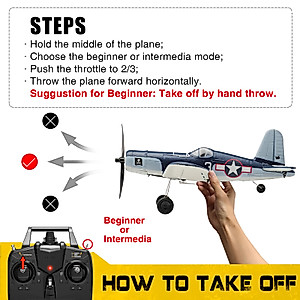 RoofWorld 2023 New Upgrade F4U Corsair RC Plane 4 Channel RTF Remote Controlled Aircraft RC Airplane for Beginners Adult with Xpilot Stabilization System & One Key Aerobatic