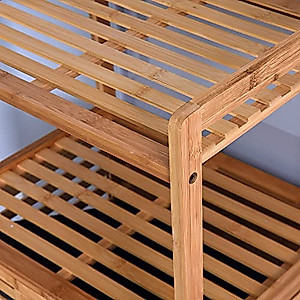 Lestar Bathroom Hamper Laundry Basket Bamboo Storage Organizer (Type 3-w/2 tier Shelf)