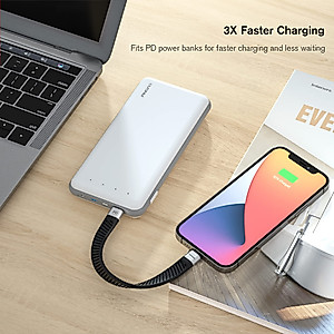 LamToon USB C to Lightning Cable Short, [MFi Certified-13.5cm] 30W Fast Charging 480Mbps Data Sync USB C Cable for Phone 14 Pro/14/13/13 Pro/12 Pro Max/12/11/11 Pro/X/XS(Not Work with DAC)