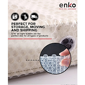 enKo (2 Pack) 12 inch x 72 feet Bubble Cushioning Wrap Roll Perforated 20 Fragile Sticker Labels for Moving Shipping Packing Boxes Supplies