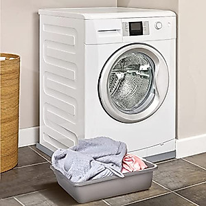 Plastic Commercial Bus Box/Utility Box 13L with lid, Grey Wash Basin Tote Box, Lidded Food Service Bus Tub, 3-Pack