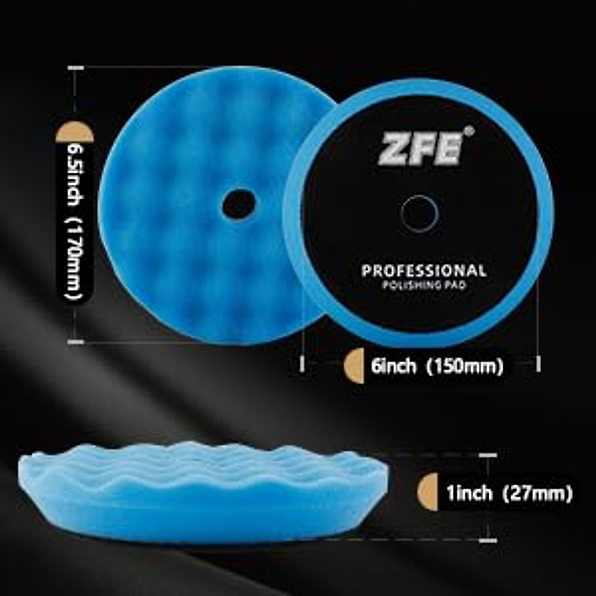 Buffing Polishing Pads, ZFE 7Pcs 6"(150mm) Waffle Foam Buffing Pads Polishing Pads Wool Pad Kit for 6Inch Backing Plate RO/DA/GA Car Polisher Boat Compounding, Polishing and Waxing