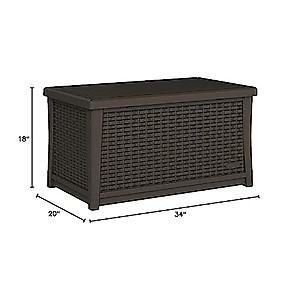 Suncast 30 Gallon Resin Outdoor Patio End Table Storage Box, Java