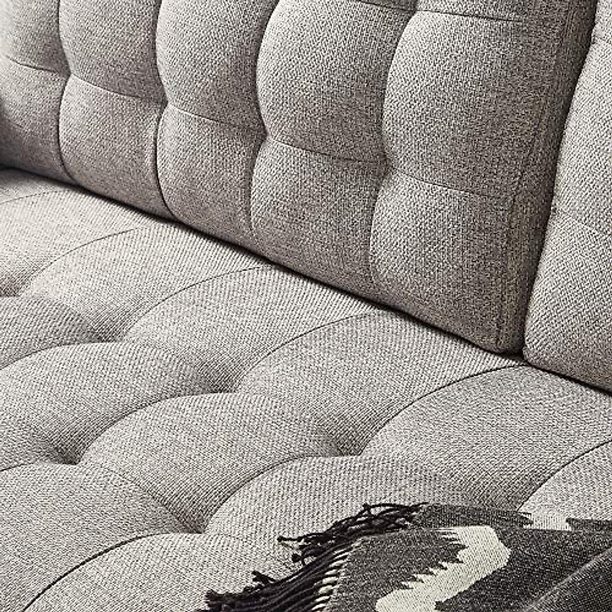 ZINUS Benton Loveseat Sofa, Grid Tufted Cushions, Easy, Tool-Free Assembly, Soft Grey