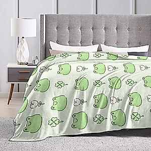 Pubnico Cute Green Frogs Blanket , Flannel Blanket Fluffy Cozy Fuzzy Throws Non-Shedding for Nap Bed Sofa Couch Home Decor, Adults Kids Teens Frog Gifts