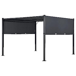 10×10 Outdoor Pergola with Retractable Canopy & Solar Lights - Heavy Duty Steel Metal Patio Pergola Gazebo for Garden Backyard Porch, Grey