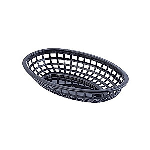 TableCraft 1074BK 9-3/8" x 6" Black Oval Basket - Dozen