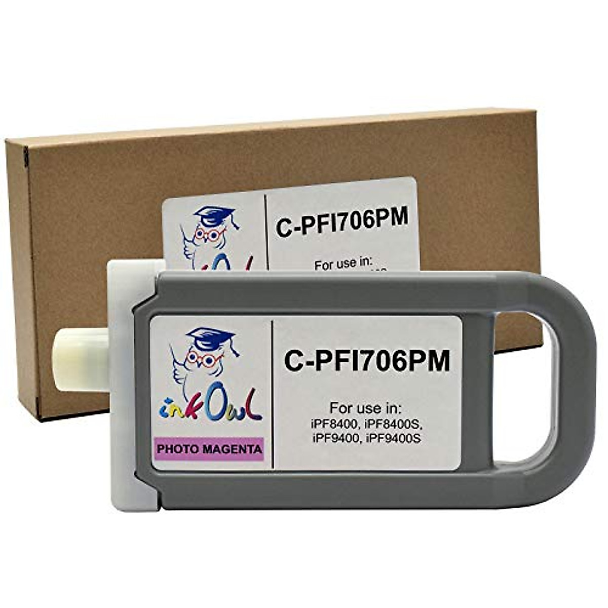 InkOwl Compatible Ink Cartridge Replacement for Canon PFI-706PM (700ml, Photo Magenta) for iPF8400, iPF8400S, iPF9400, iPF9400S Printers