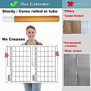Large Wall Calendar Dry Erase 3 Month,36x24 Jumbo Undated Quarterly White Board Calendar For Medium Office,Giant Reusable Laminated 90 Days Planner,Big Multi Months Planning Poster