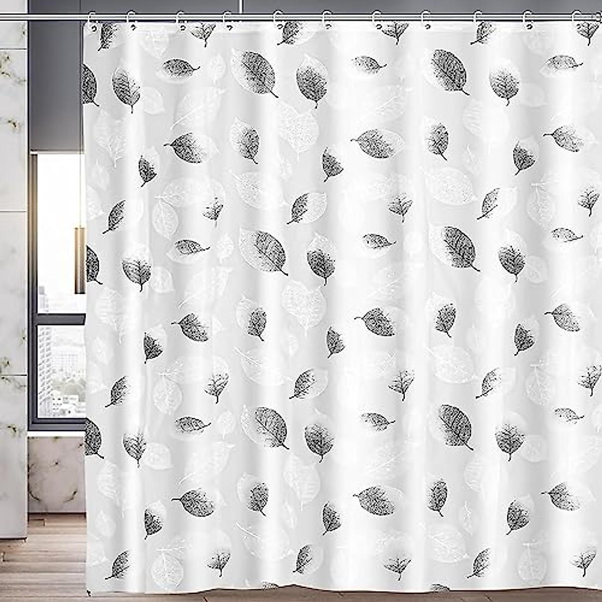 CELBERENA Shower Curtain Liner 72x80 Inchs, PEVA Bathroom Plastic Shower Curtains Waterproof Decor Farmhouse Shower Curtain Set with 12 Pack Plastic Hooks