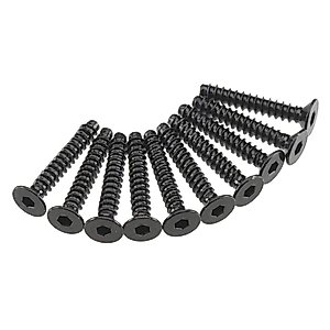 Axial AXA468 Hex Socket Tap Flat Head Screws (10-Piece), 3x18mm, Black