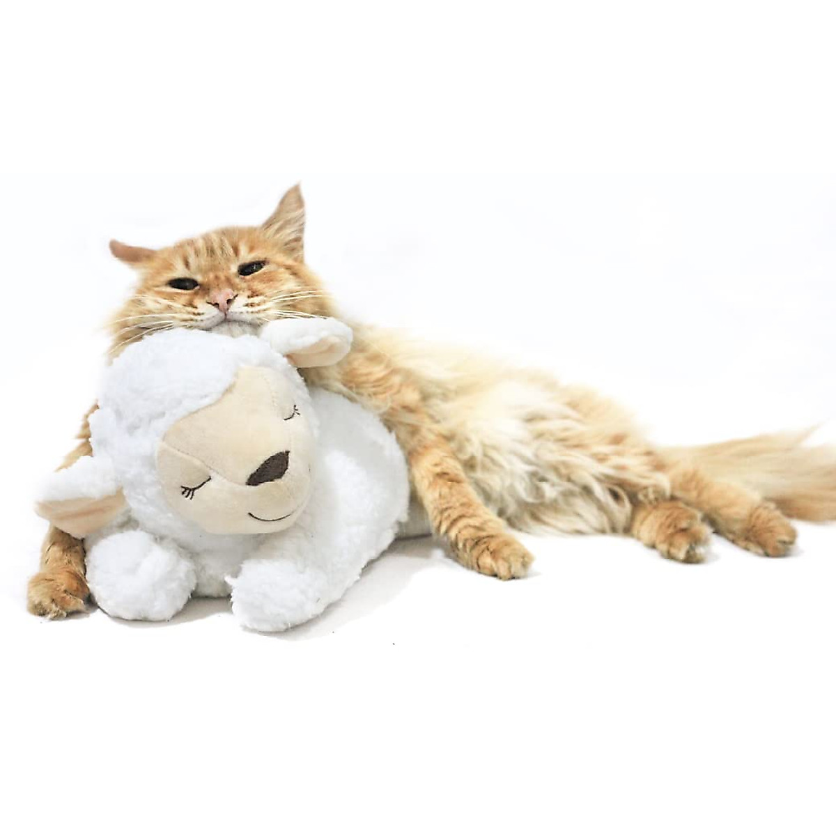 HonourHope Dog Heartbeat Toy for Anxiety Relief, Dog Soft Plush Toy Pet Calming Puppy Behavioral Training Aid Toy Pet Companion Pillow for Puppy Dog Cat Kitty Pets - Sheep