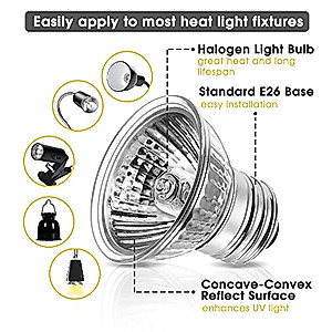 Heat Lamp Bulbs for Reptile, WEEGrow Warm White UVA Basking Light for Reptiles, Bearded Dragon Tank Accessories, Dimmable Reptile Heat Lamp 50W, Heat Bulb for Turtle Chicken Snake Gecko Lizard, 2 Pack