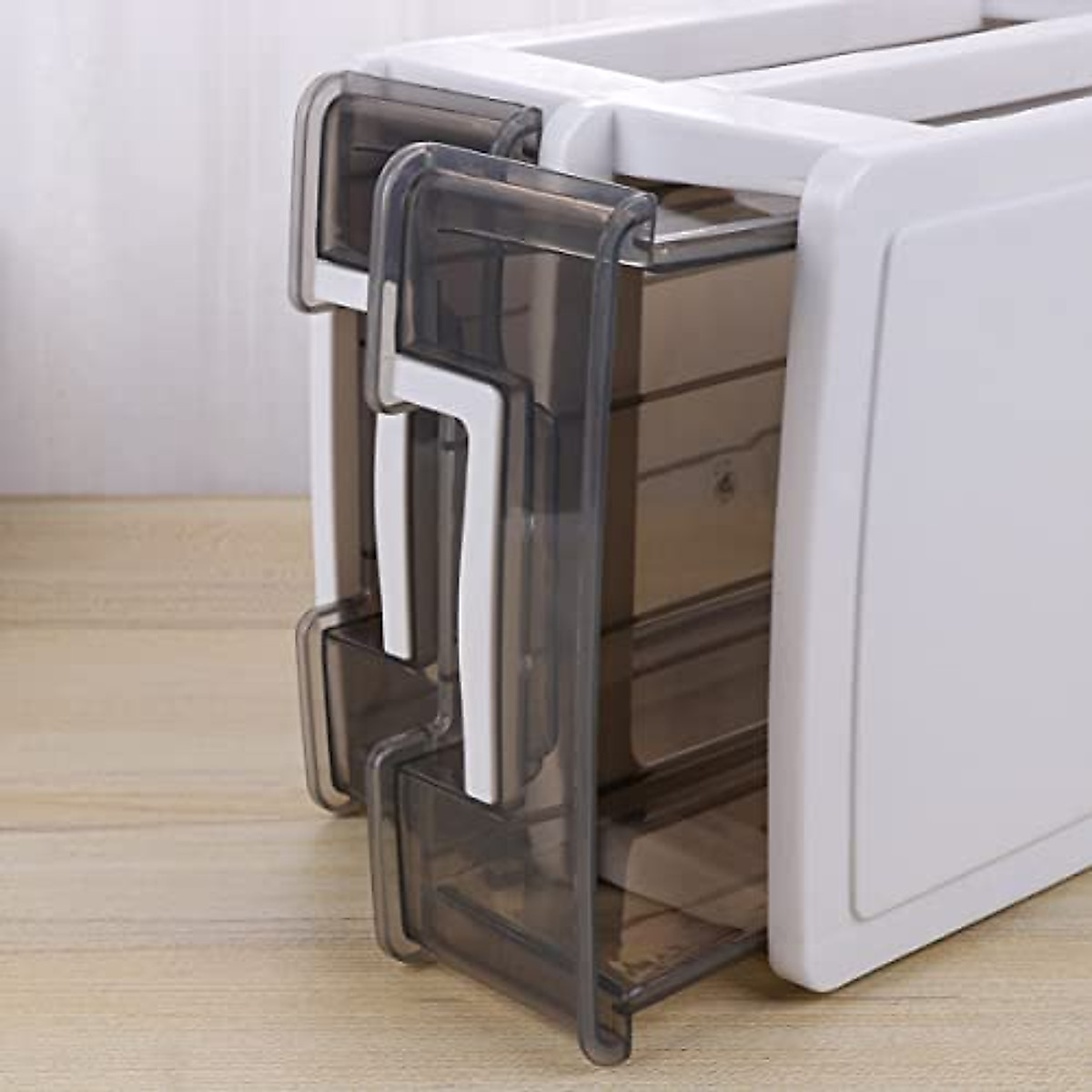 CLISPEED Plastic 2- Drawer Desktop Organizer Stackable Storage Drawers Dresser Storage Container Case Multi- Bin Storage Rack for Office Bedroom Bathroom Black