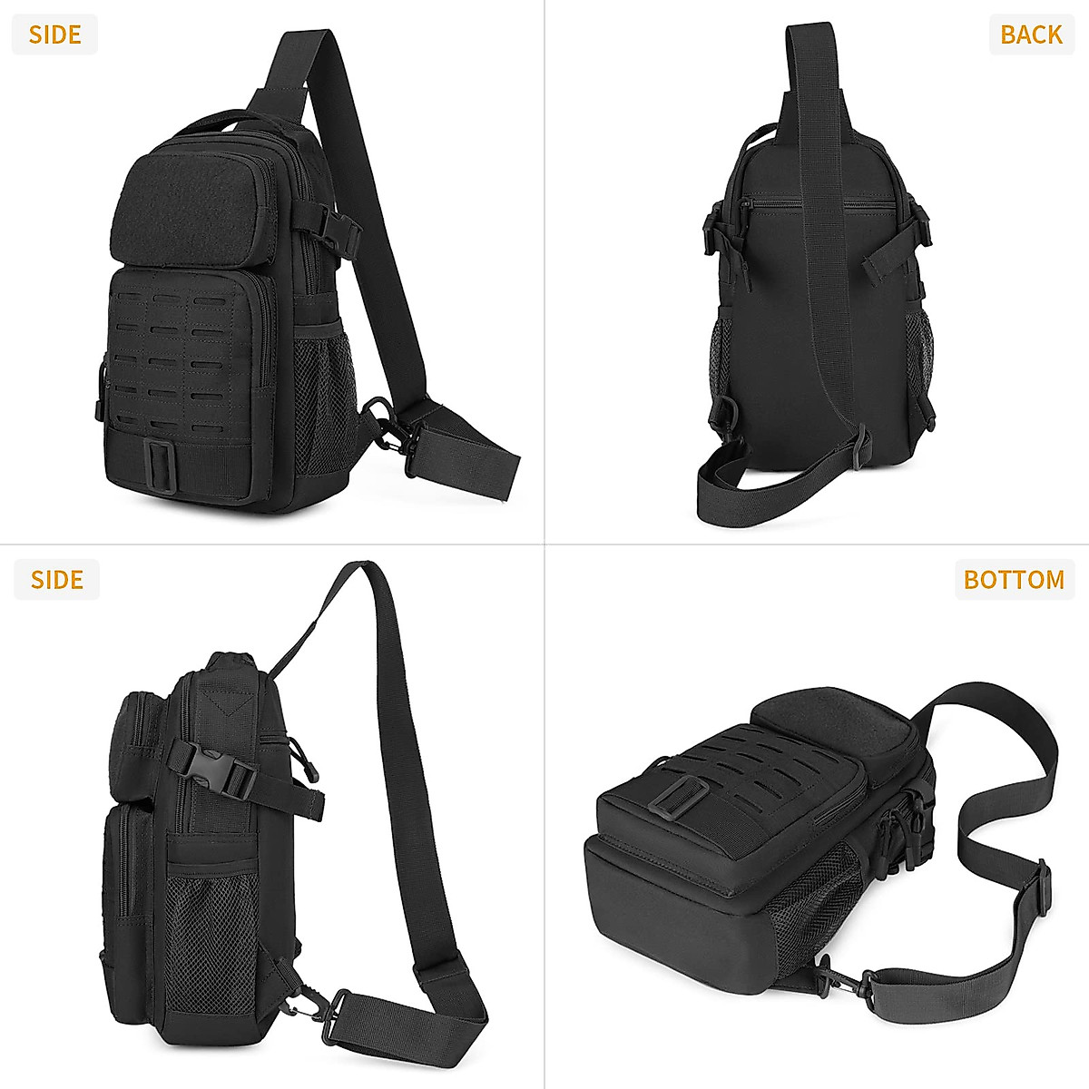 Pinprin Tactical Chest Bag Military Molle Sling Bag Waterproof Outdoor Shoulder Bag