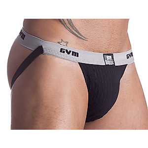 GYM 1" Waistband Swim/Run Jockstrap (XXX-Large, Black)