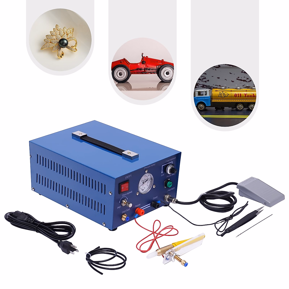 Adjustable Pulse Spot Welding Machine, 800W Jewelry Welder Argon Pulse Sparkle Spot Welder for Gold Silver Platinum