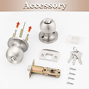 Probrico（10 Pack Entry Door Knob Keyed Alike,Satin Nickel Finish Door Lock Handle,Entry Door Lock/Ball Door knobs with Lock and Same Key,Entrance Knob[Lock with 3 Combo Keys] for Office or Front Door