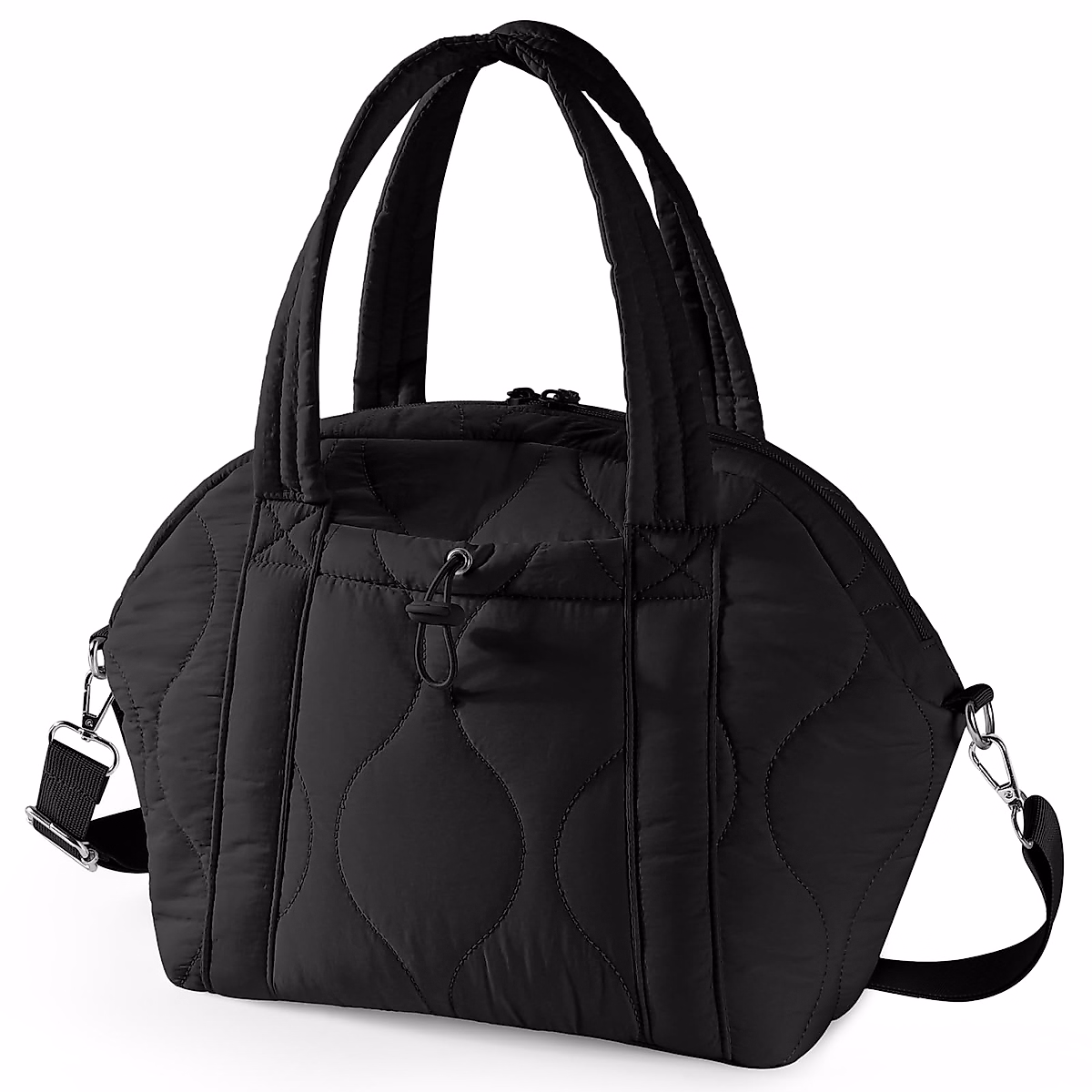 WONDAY Simple Puffer Lunch Bag for Women, Black Adult Lunch Box with Shoulder Strap, Insulated and Leakproof Lunch Tote Keeps Food Fresh, Large Lunch Bag, Perfect for Work, College and picnic