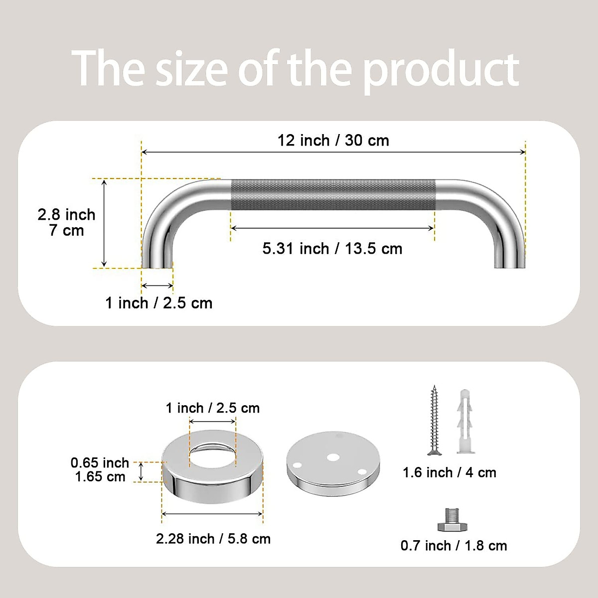 Armiika Grab Bar for Shower,Shower Grab Bars for Seniors and Handicaps, Shower Handle for Bathtubs and Showers