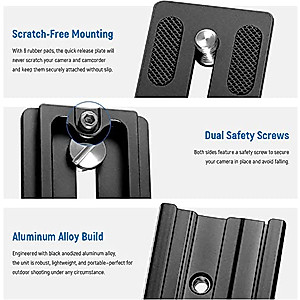 NEEWER Quick Release Plate with Clamp Adapter Set, 120mm QR Plate with Clamp, 3/8"&1/4" Screw, Bubble Level, 3/8” to 1/4” Screw Adapter, Compatible with Arca Swiss Tripod Monopod Ball Head