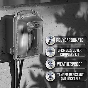 TAYMAC MKG420CS Nonmetallic Extra Duty Complete in-Use Cover 15 Amp WRTR Self Test GFCI Kit, 1-Gang, Clear/Gray