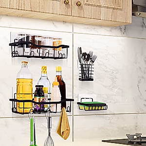 Harnidipa 4-Pack Shower Caddy, Shower Organizer Shelf, Adhesive Bathroom Organizer, Inside Shower Rack Holder, Bathroom Decor Organization Storage Accessories, Home Essentials Gadgets (Black)