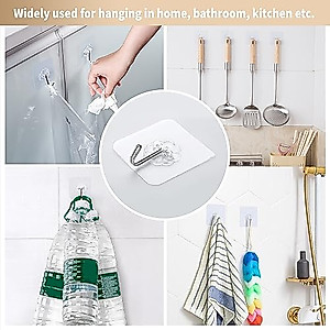 Lcsmaokin Wall Hooks 33lb(Max) Adhesive Wall Heavy Duty Hooks，Transparent Reusable Waterproof Sticky Seamless Hooks for Hanging Keys, Coats, Hats, Bags(15 Pack)