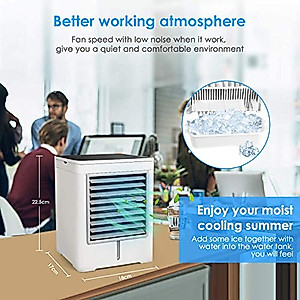 Portable Air Conditioner, Mini Evaporative Air Cooler, Personal Air Conditioner Misting Fan with 3 Wind Speeds Touch Screen Small Desktop Cooling Fan for Home, Bedroom, Office, Dorm, Car, Camping Tent