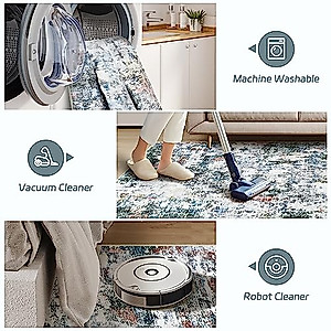 Miukiki 8x10 Area Rugs, Modern Abstract Washable Rug for Living Room, Stain Resistant Non-Shedding Distressed Area Rug with Non Slip Backing for Bedroom (Multi, 8'x10')