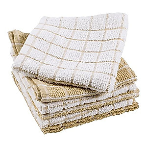 DII Basic Terry Collection Windowpane Dishcloth Set, 12x12, Pebble, 6 Piece