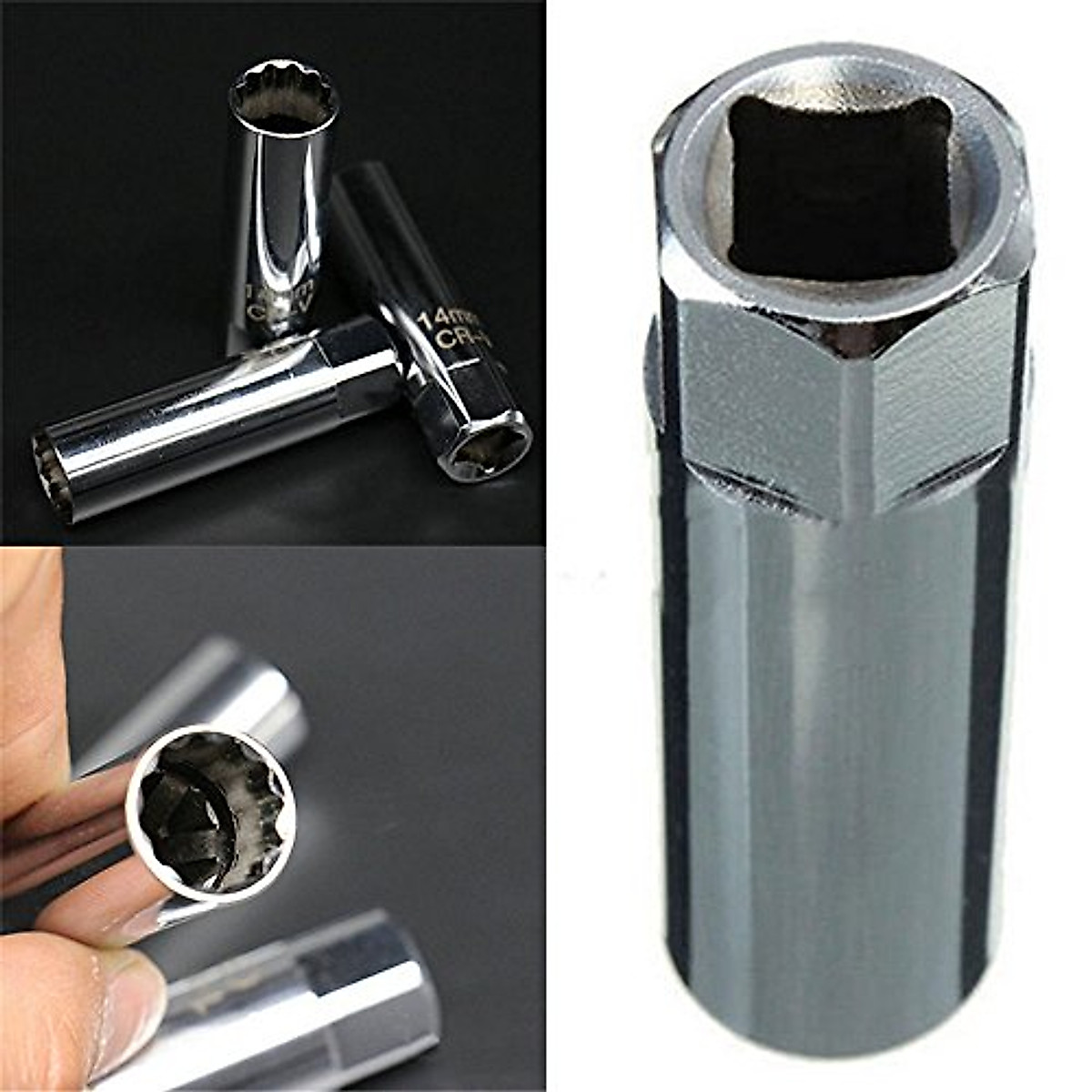 OSOF 14mm & 16mm Spark Plug Socket Thin Wall 12-Point Removal Tool 3/8 inch Square Drive Set