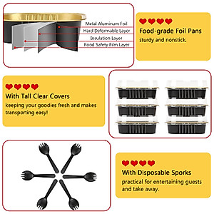 LNYZQUS 7.5oz Cupcake Mini Cake Pans With Lids 40 Pack, Aluminum Cupcake Liners Brownie Baking Pans,Square 4”x4” Disposable Ramekins Creme Brulee Cups,Jumbo Muffin Tin Holders-Black In Gold