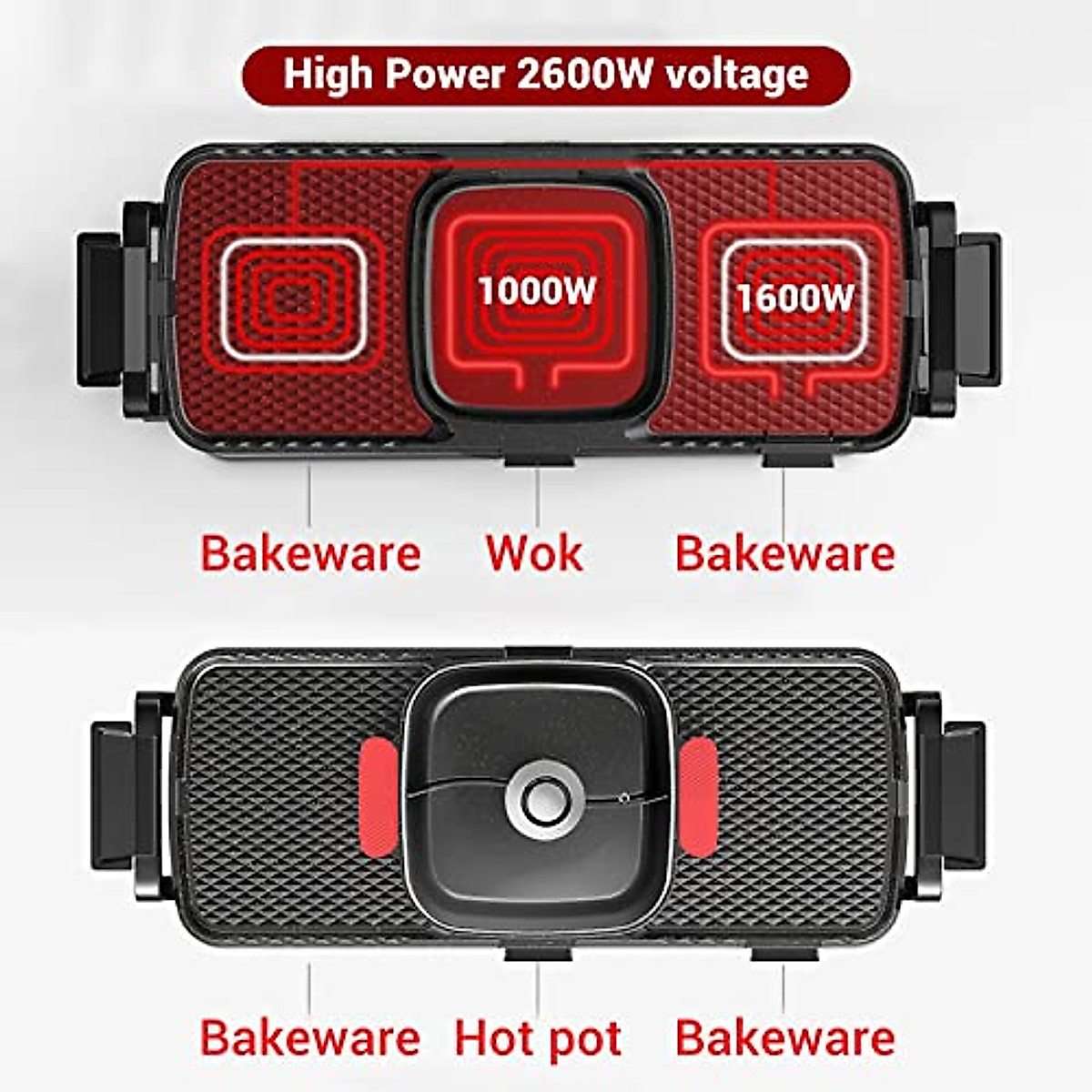 Barbecue Hot Pot 2 In 1, Indoor Korean BBQ, Dual Control Shabu Shabu, Hot Pot with Grill, Multifunction Smoke Free Stove Portable with Free Spoons, Brushes, Pliers, Strainer Scoops 110v.