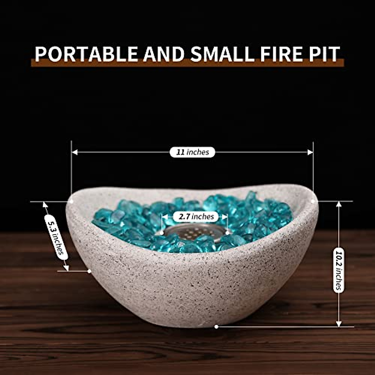 ECOLOVIDA Tabletop Fire Pit, Table Top Fire Bowl Outdoor Indoor Portable Personal Ethanol Fireplace Alcohol Fire Pot