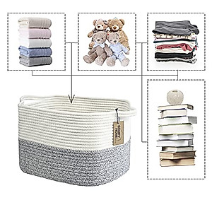Blanket Baskets 18''x16''Cotton Rope Laundry Hamper Baby Nursery Storage Organizer Bundle with 13.5"x11"x 9.5"square woven Rope Basket for Shelves Toys, Nursey Cube Bin, Decorative Storage Organizer