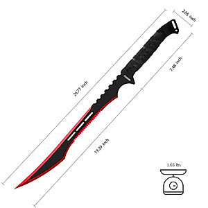 DISPATCH 2pc Ninja Tactical Twin Katana Samurai Sword Machete Fixed Blade Combat Set with Sheath for Hunting, Outdoor Camping, Survival