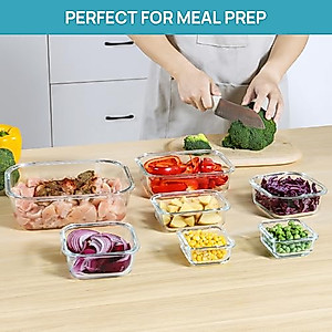 Vtopmart 2.26L/76oz Extra Large Glass Food Storage Containers with Lids, 7 Pack Meal Prep Container Set, Airtight Lunch Bento Boxes with Snap Locking Lids for Microwave, Oven, Freezer, Dishwasher