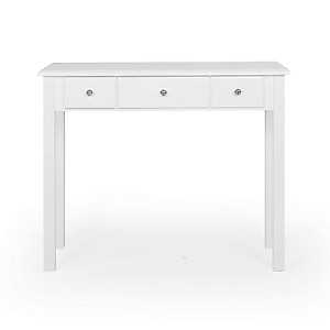 White Writing Desk, Dressing Table with 3 Drawers, Home Office Furniture Study Computer Work Station