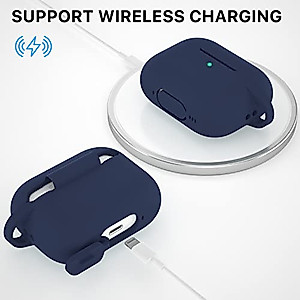 GMUDA for AirPods Pro (2nd Generation/1st Generation) Case, Protective Silicone Cover with Keychain, Compatible with AirPods Pro 2, Dark Blue