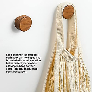 CRAFT KITTIES Wood Wall Hooks with Magnet, Coat Hooks Wall Mounted Rustic Wooden Hooks Heavy Duty Robe Hook Hat Rack | Hooks for Hanging Bathroom Towels Clothes Hanger (6, Black Walnut)