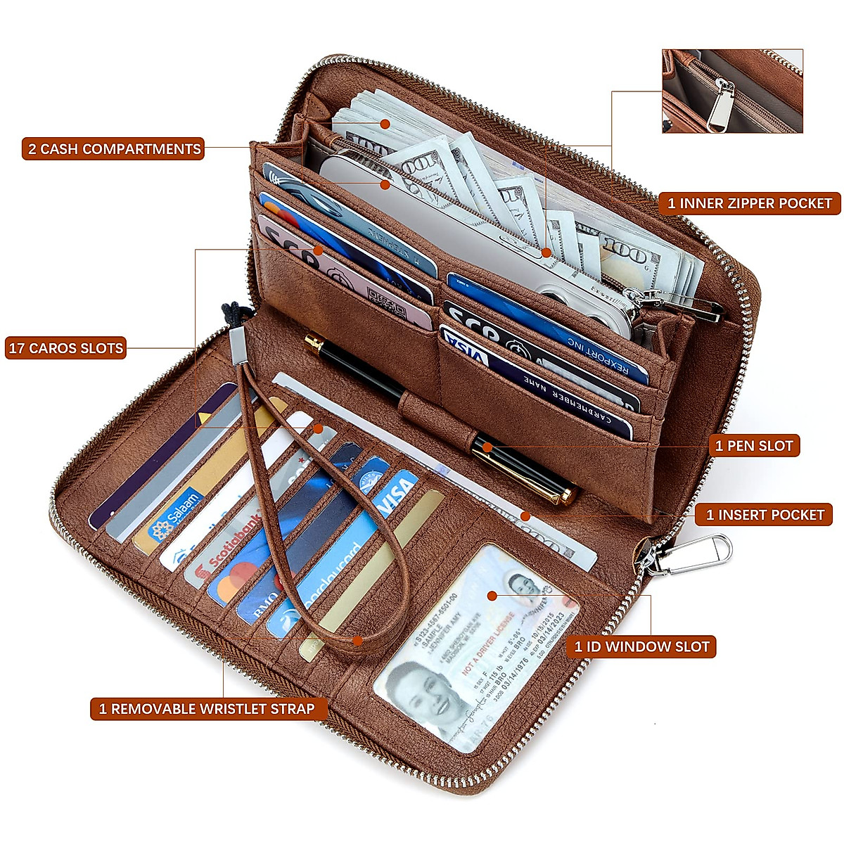 BOSTANTEN Womens Leather Wallets RFID Blocking Large Capacity＆Backpack Purse for Women Fashion Travel Backpacks