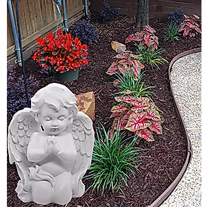 Kneeling Praying Cherub Angel Statue Figurine Indoor Outdoor Home Garden Guardian Decorative Church Boy Girl Baptism Wings Angel Statue Sculpture Memorial Statue, White, 6.25" x 5"