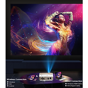 Native 1080P Full HD WiFi and Bluetooth Outdoor Projector with Speaker, 9000 Lumen Movie Projector for Home Theater, Compatible with iOS/Android/Laptop/HDMI/PC/TV Stick/USB