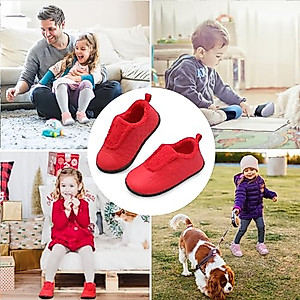 BARERUN Toddler Slippers Boys Girls Warm Skin-friendly House Slippers Soft-Lightweight Around House Shoes for Kids Indoor/Outdoor, Red, 8-8.5 Toddler