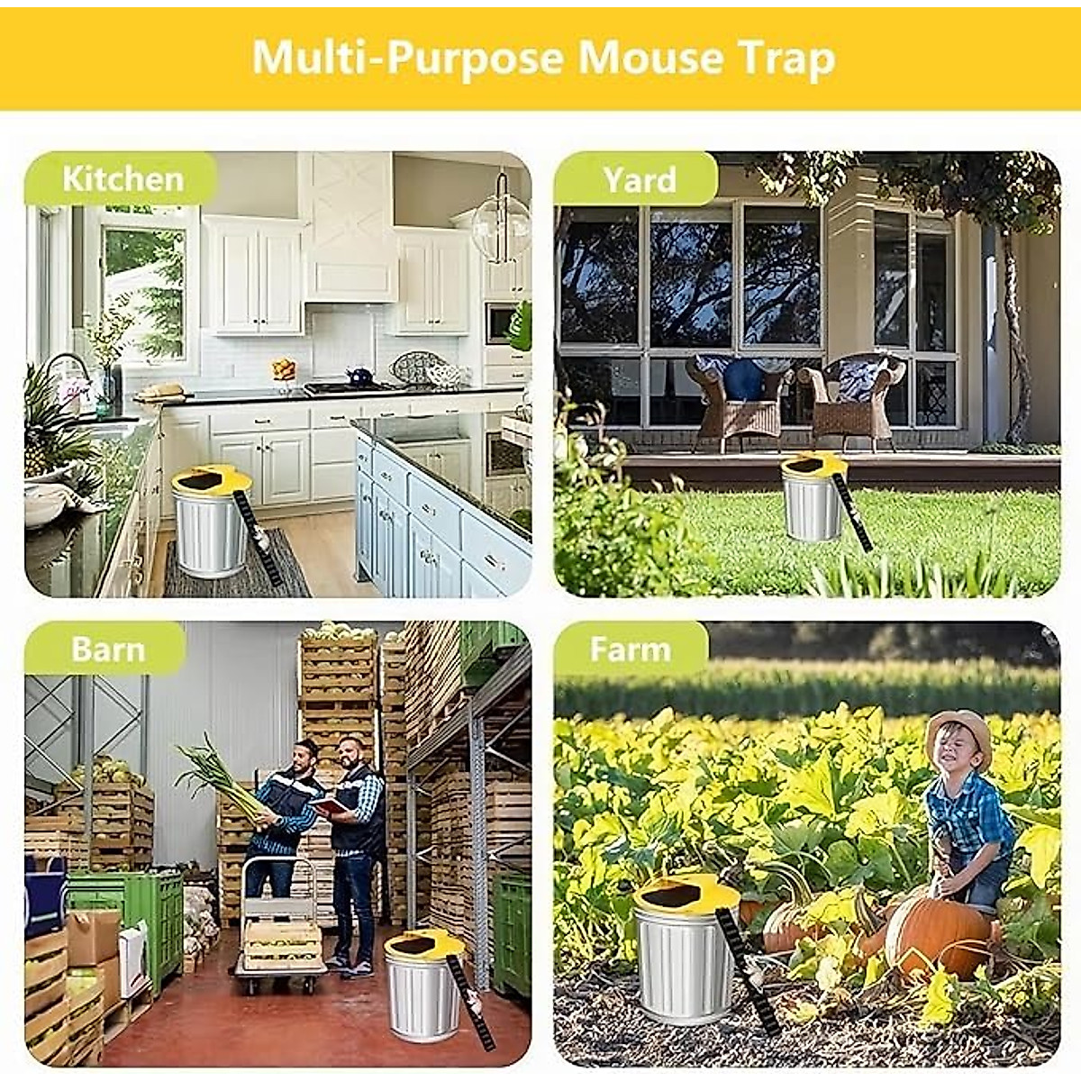 MGVDSES Mice Mouse Trap Bucket Flip Lid,Mouse Trap Bucket Indoor Outdoor,Humane Mouse Trap,Mouse Trap Bucket Lid Auto Reset | 5 Gallon Bucket Compatible | Mouse Trap Bucket Lid (2 Pack)