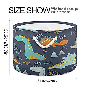 ALAZA Large Round Storage Basket,Dinosaurs PatternToy Basket Nursery Bins & Boxes Laundry Hamper for Bathroom/Bedroom/Home Decor