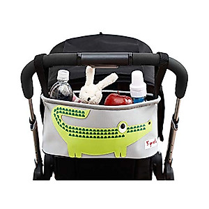 3 Sprouts Universal Stroller Organizer with Cup Holder - Durable Stroller Caddy Accessory for Storage, Stroller Bag, Crocodile