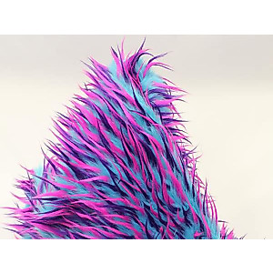 Faux Fake Fur Fabric Long Pile 3 Tone Spike Turquoise Purple Fuchsia / 60" Wide/Sold by The Yard